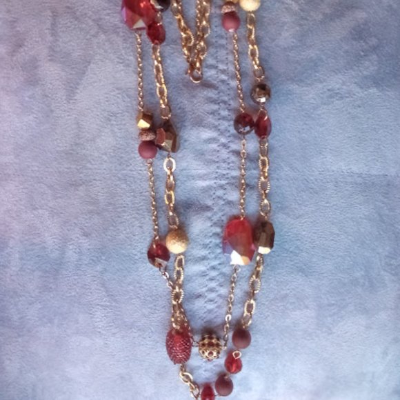 Jewelry | Double Gold Chain With Various Colors And Shapes | Poshmark